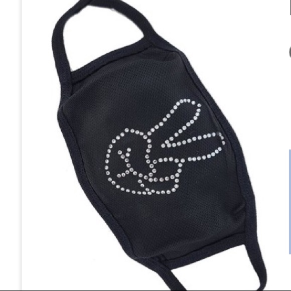 Accessories | Peace Sign Black Rhinestone Face Mask | Poshmark
